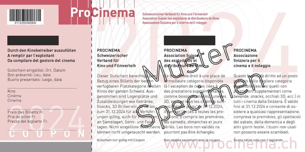 Pro Cinema Kinogutscheine 2024 (Neu und originalverpackt) in ...