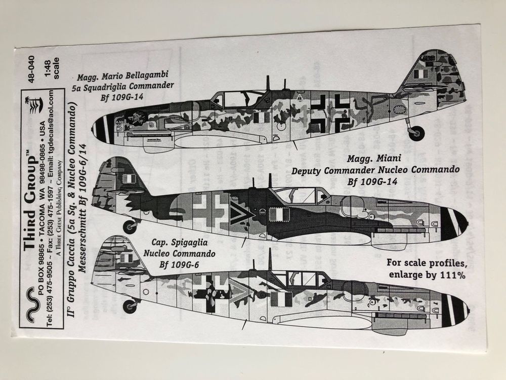 1/48 Messerschmitt Bf-109G - Nucleo Commando - Italian AF | Kaufen auf ...