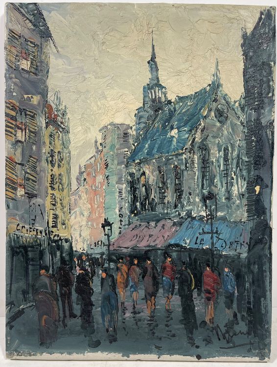 Gemälde Strassenszene unleserlich Signiert | Kaufen auf Ricardo