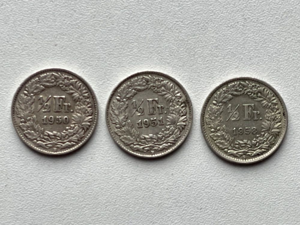 50 Rappen Münzen von 1950, 1951, 1958 | Kaufen auf Ricardo