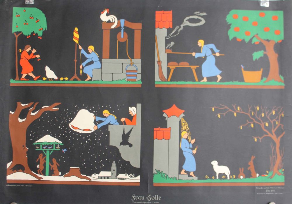 ⭐ Schulwandbild „Frau Holle“ Entwurf von L. Martin, 1935 (Gebraucht) in ...