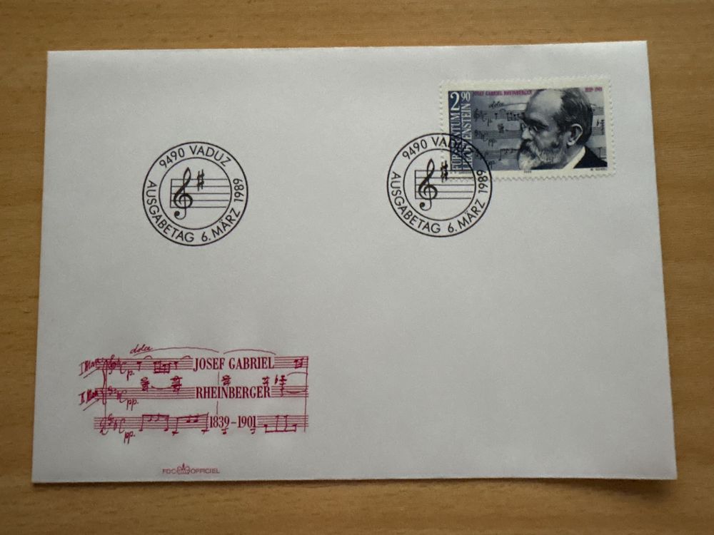 Josef Rheinberger Briefmarke Fürstentum Liechtenstein 1989 (Gebraucht ...