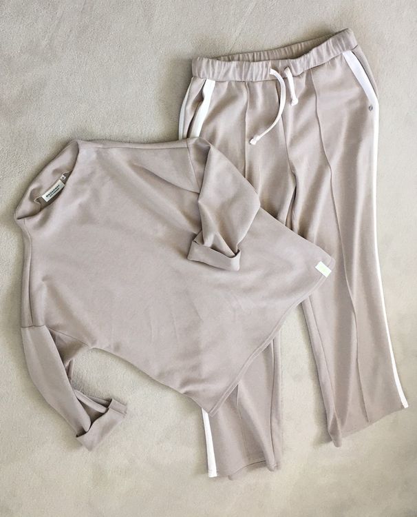 Edle Loungewear Hose und Pulli, Gr. XS, beige/crème (Neu (gemäss ...