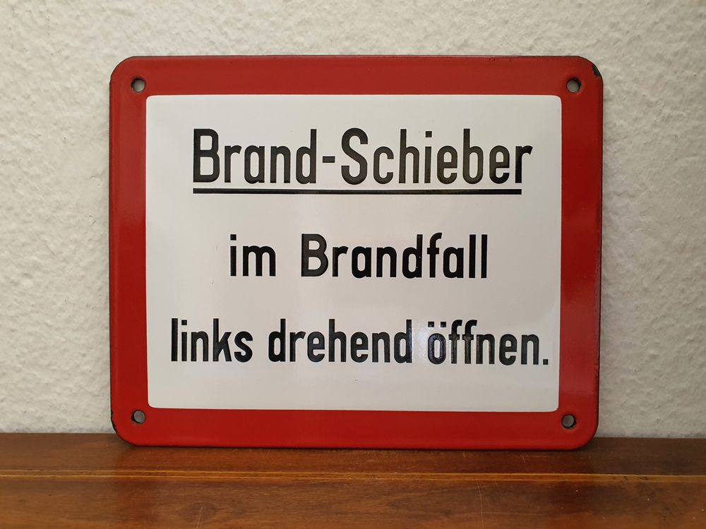 Emailschild Brand Schieber Brandfall Emaille Schild Fabrik (Neu (gemäss ...