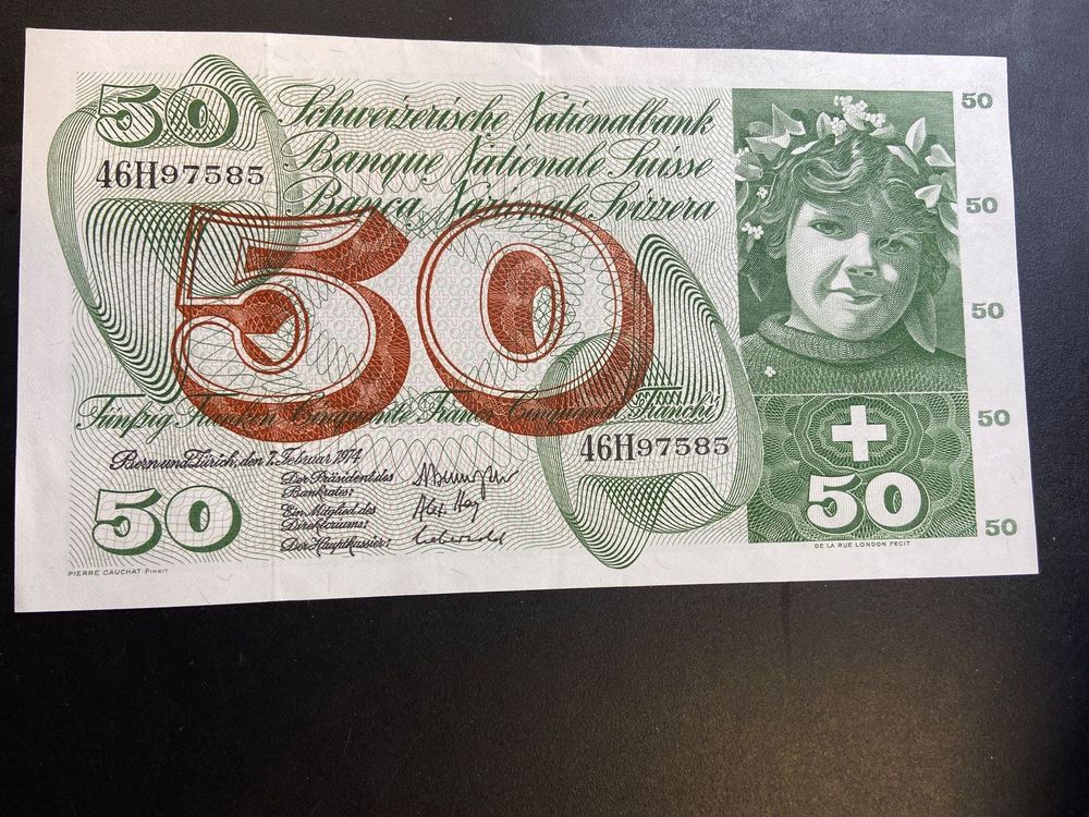 50 Fr.-Note Schweiz 1974 (Gebraucht) in Herisau für CHF 20 – mit ...