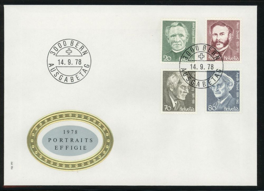 1978, FDC, Porträtmarken (617–620) (Gebraucht) in Willisau für CHF 0.9 – mit Lieferung auf ...