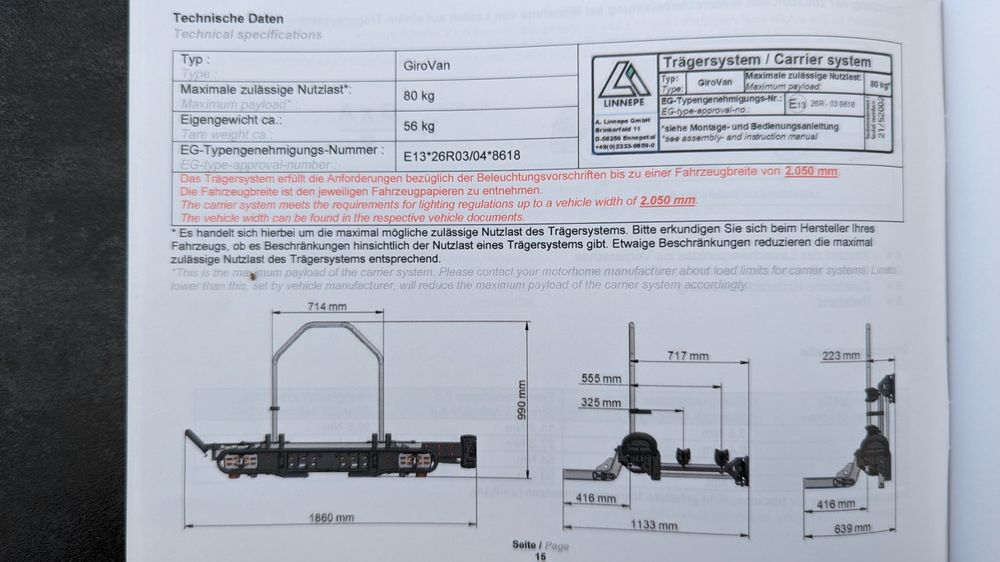 Klappbarer E-Bike-Träger für Kastenwagen | Kaufen auf Ricardo