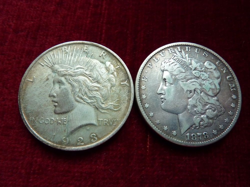 Silbermünzen für Sammler 2 x: 1 Dollar 1 x 1878 + 1 x 1923 (Gebraucht) in Zürich für CHF 55 ...