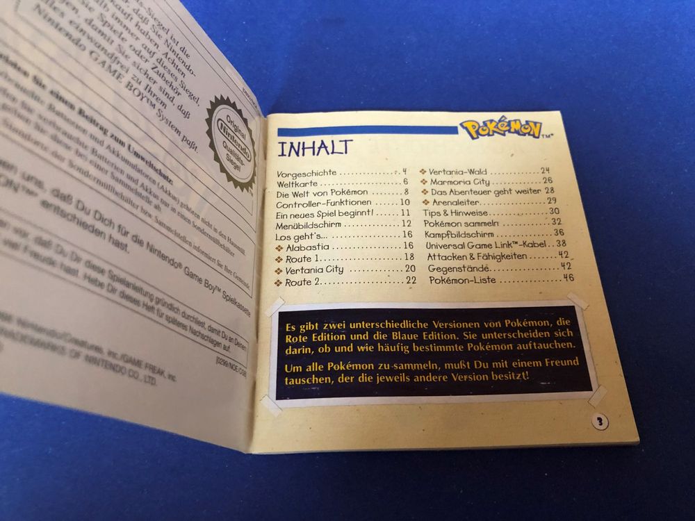 ANLEITUNG FÜR POKEMON ROT UND BLAU GAME BOY | Kaufen auf Ricardo