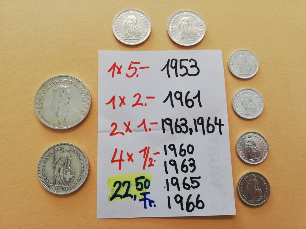 Schweizer Silbermünzen 5Fr/2Fr/1Fr/50Rp | Kaufen auf Ricardo