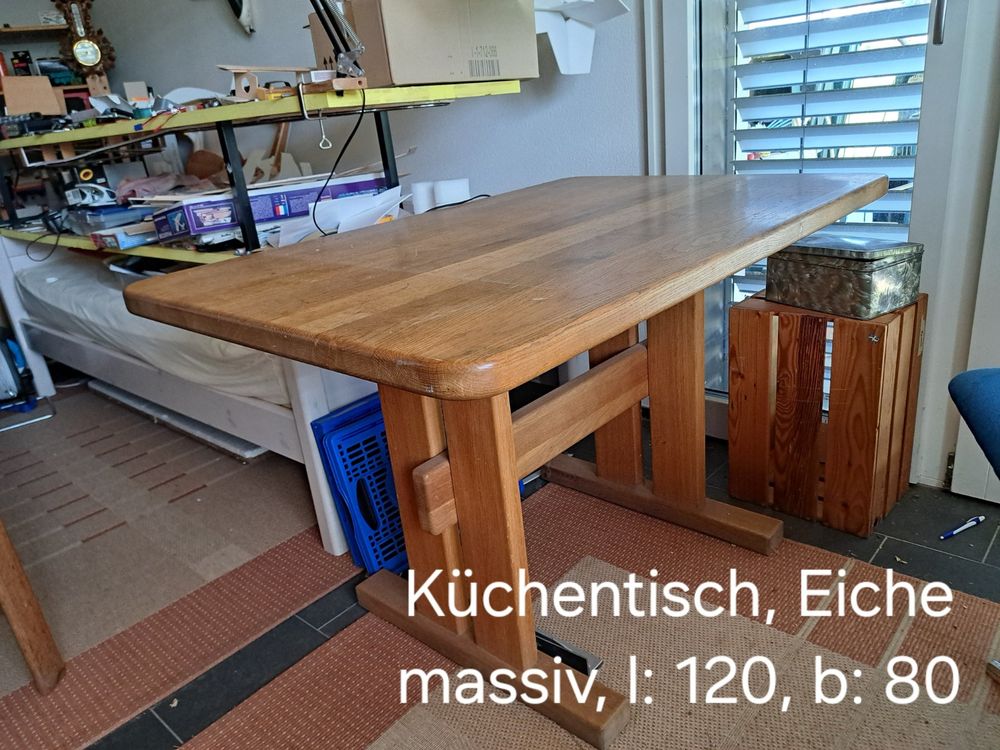 Küchentisch-Garnitur, Eiche massiv (Gebraucht) in Ermenswil für CHF 75 – nur Abholung auf ...