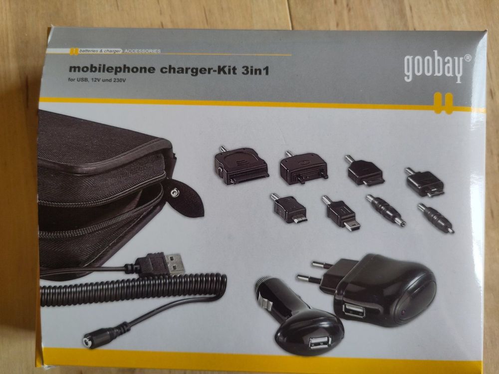mobilephone charger-Kit 3in1 for USB, 12V und 230V (Gebraucht) in für ...