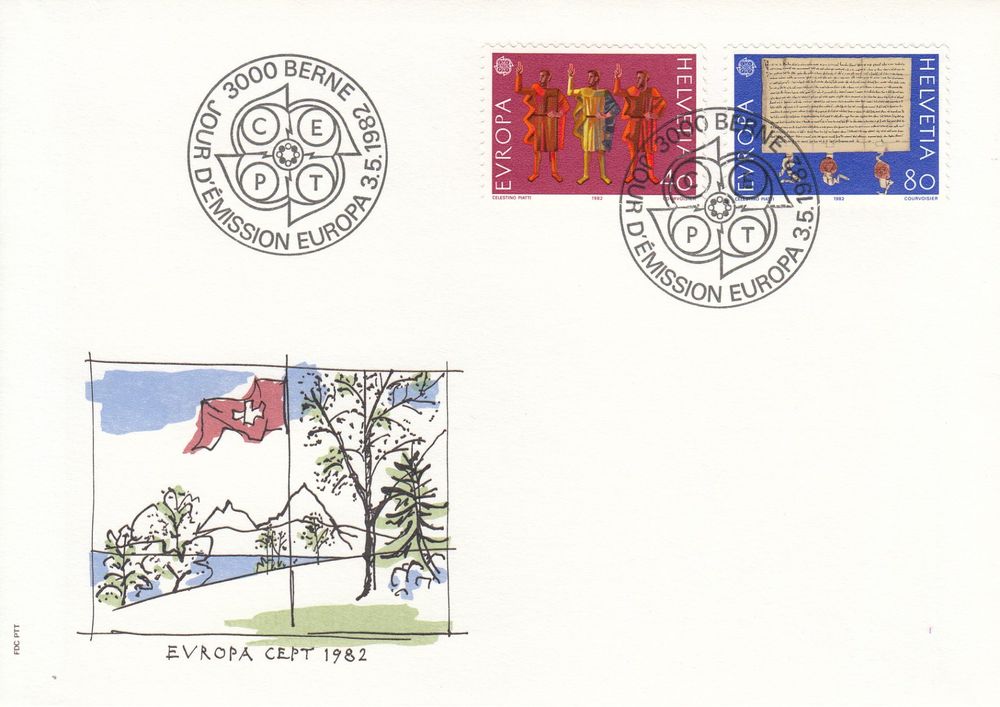 1982 FDC Bundesbrief 1291, Gemälde H. Danioth (Gebraucht) in Spreitenbach für CHF 2 – mit ...