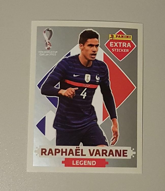 Raphaël Varane Panini Extra Sticker Legend Silber Qatar 2022 | Acheter sur Ricardo