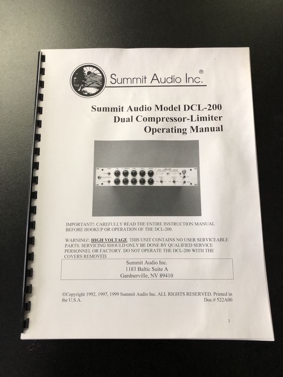 Summit DCL-200 - Dual Compressor / Limiter (Gebraucht) in Zürich für ...