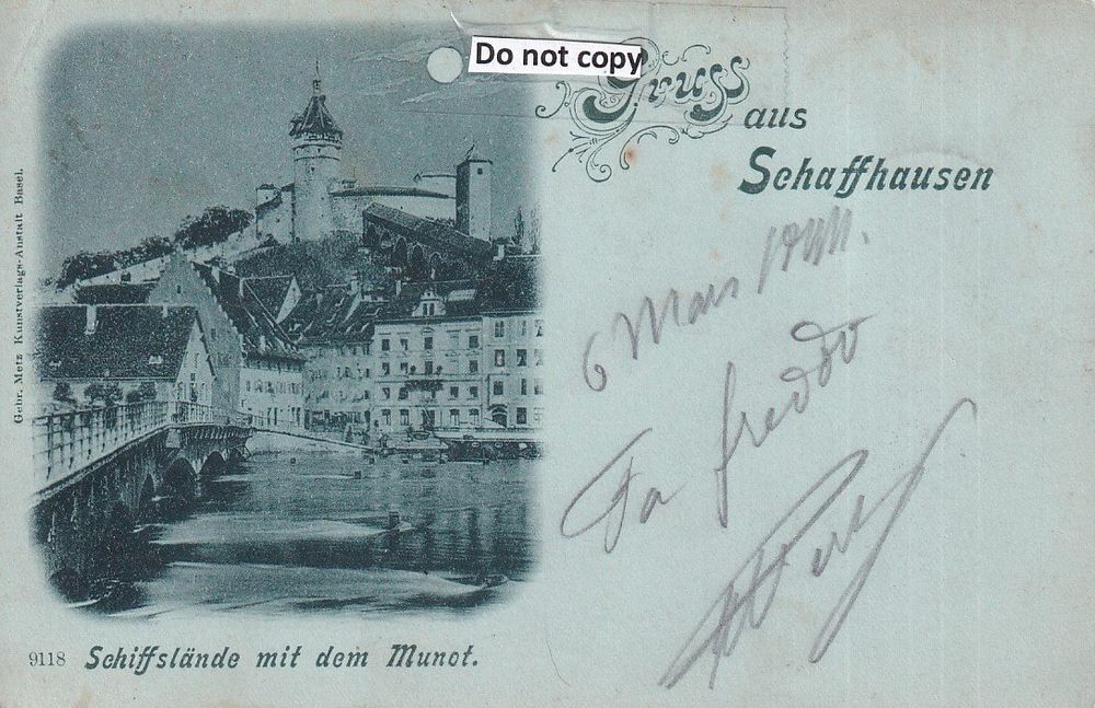 Schaffhausen SH - Schifflände / Mondschein-LITHO um 1899 (Gebraucht) in Niedergesteln für CHF 7 ...