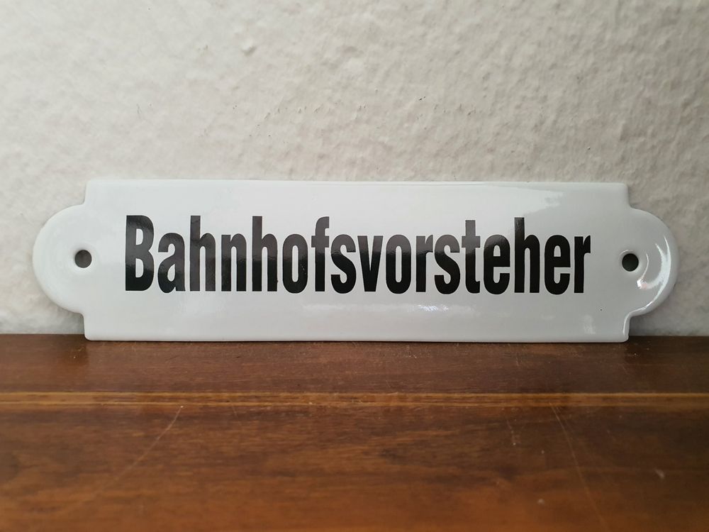 Emailschild Bahnhofsvorsteher Zug Bahn Tram Emaille Schild (Neu (gemäss Beschreibung)) in ...