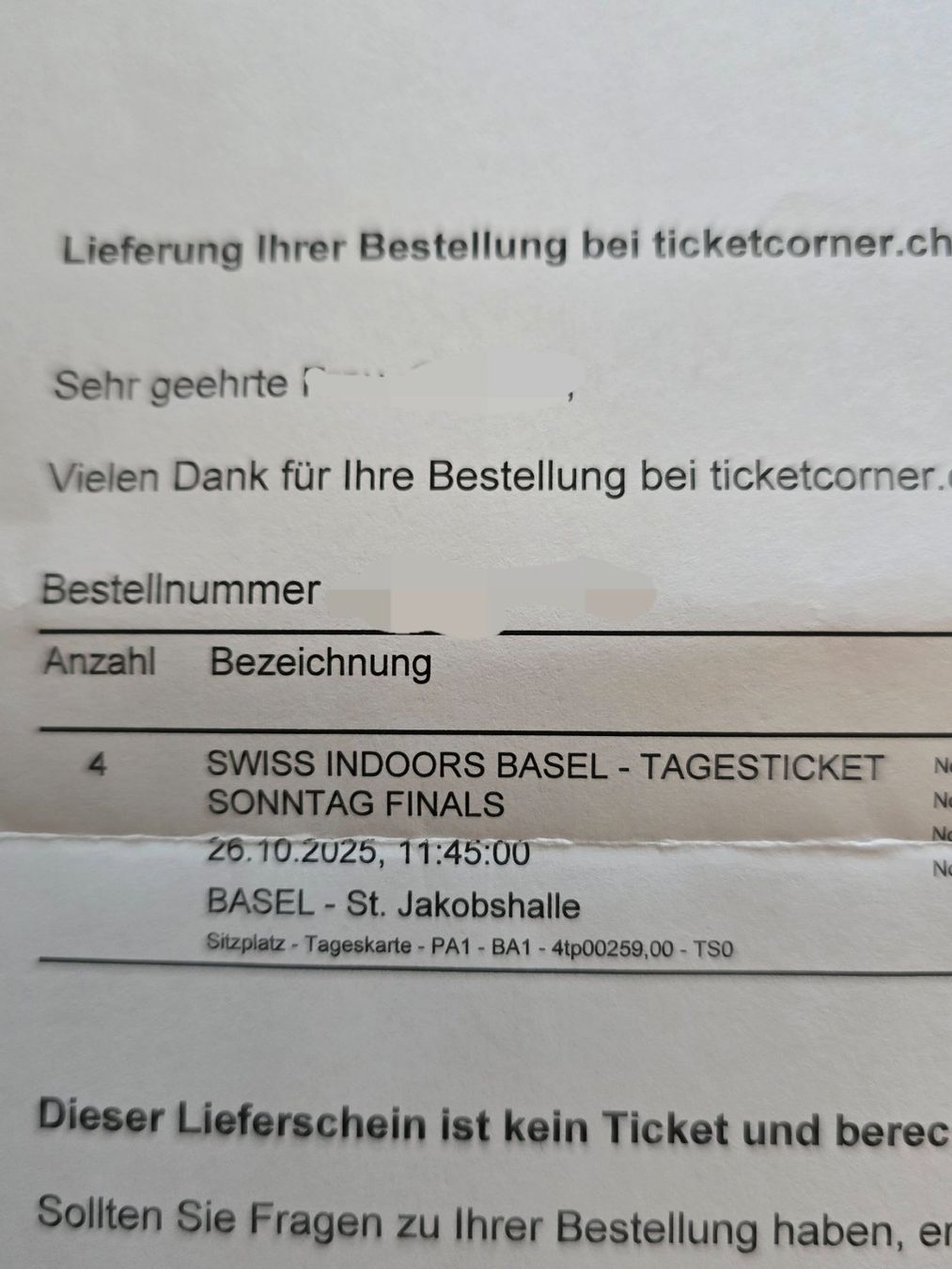 2 Final Tickets So.26.10 Swiss Indoors Basel TOP Plätze (Neu und ...