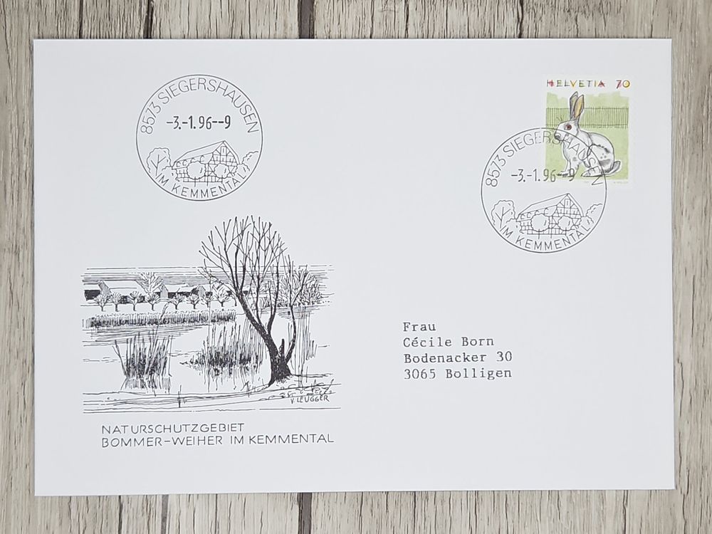 CL11 Enveloppe + Timbre Suisse 1996 (Gebraucht) in Cousset für CHF 0.85 – mit Lieferung auf ...