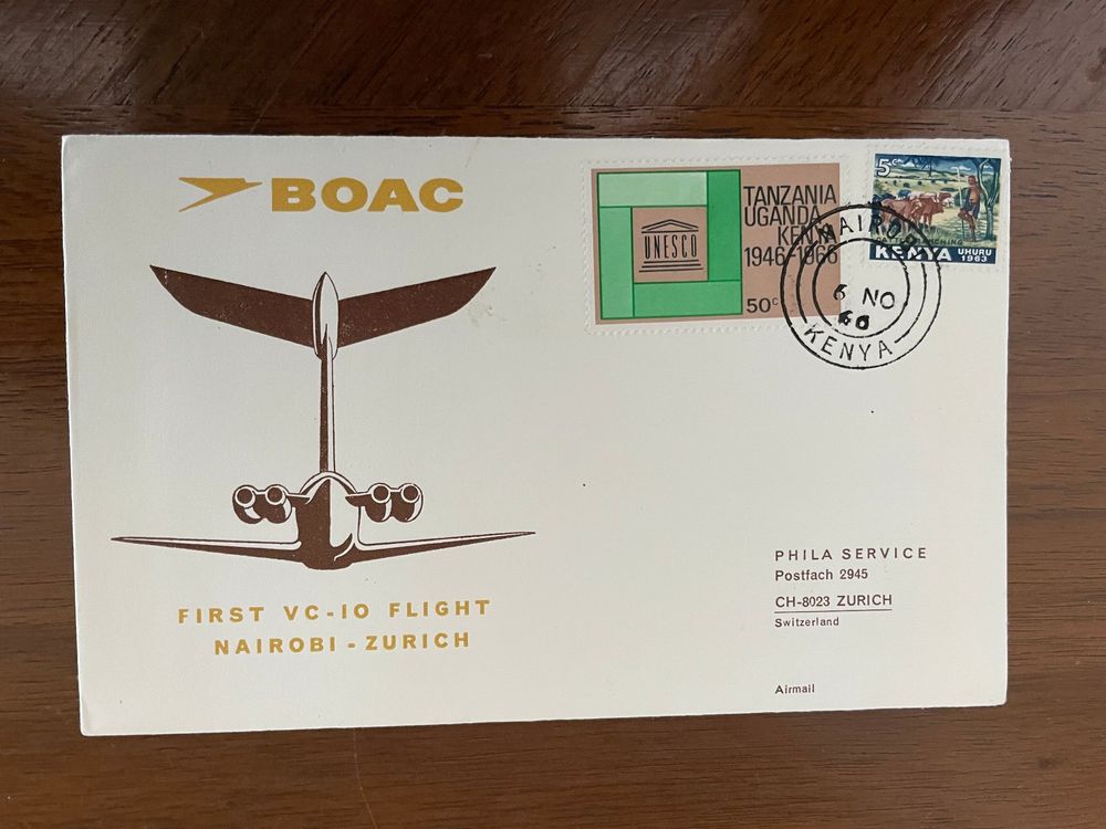 BOAC 1° FLUG NAIROBI/ZÜRICH 6.11.66 (Gebraucht) in Monteggio für CHF 1 ...