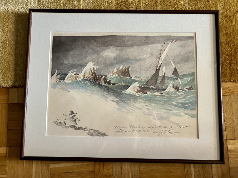 reproduction d’aquarelle, voilier dans la tempête (D'occasion) à Petit-Lancy pour CHF 25 – avec ...