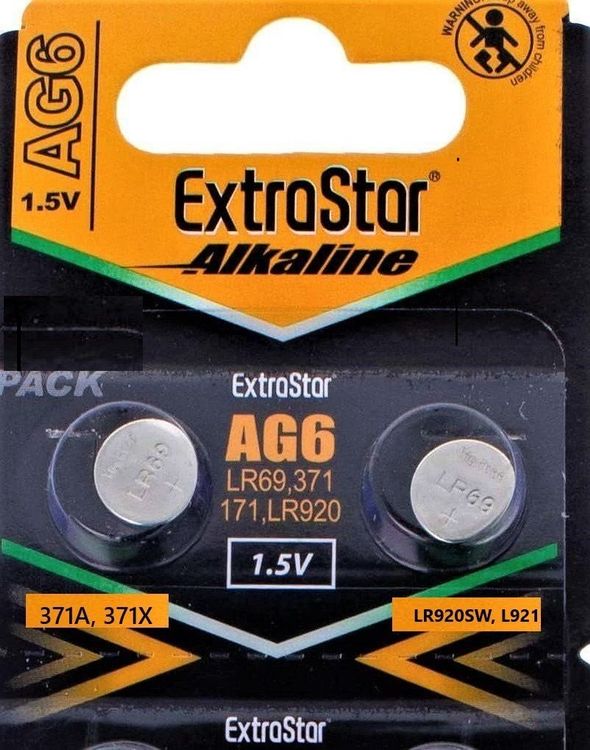 2x battery AG6 / 371 / SR69 / LR921 / AG 6 / LR69 / SR921 | Acheter sur ...