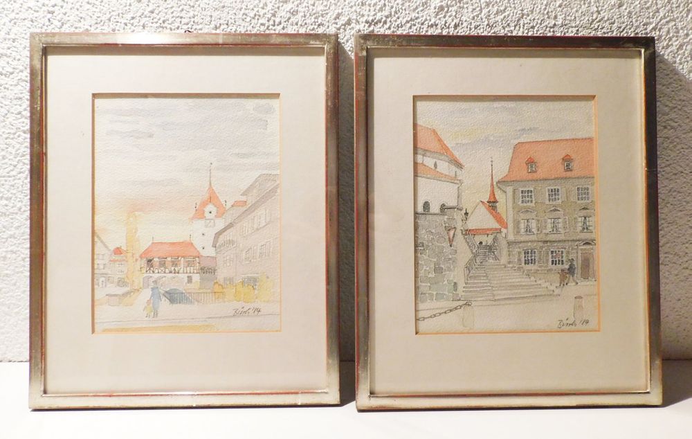 Neue Fundschätze - Kunst 2 Aquarelle Farb Gemälde signiert | Kaufen auf Ricardo