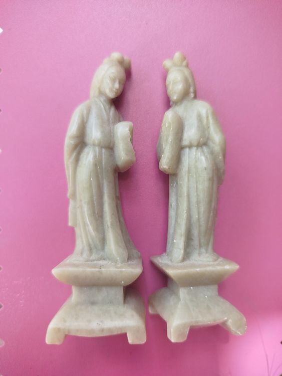 Statuettes chinoises en pierre, paire de figurines femmes (Gebraucht ...