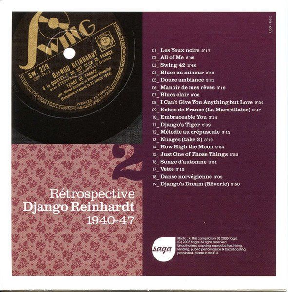 Django Reinhardt RÉTROSPECTIVE 1934-53 Roger Guérin Jazz 3CD (Gebraucht ...