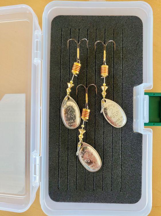 Meiho Box mit 3 Mepps Aglia Nr.2 silber | Kaufen auf Ricardo