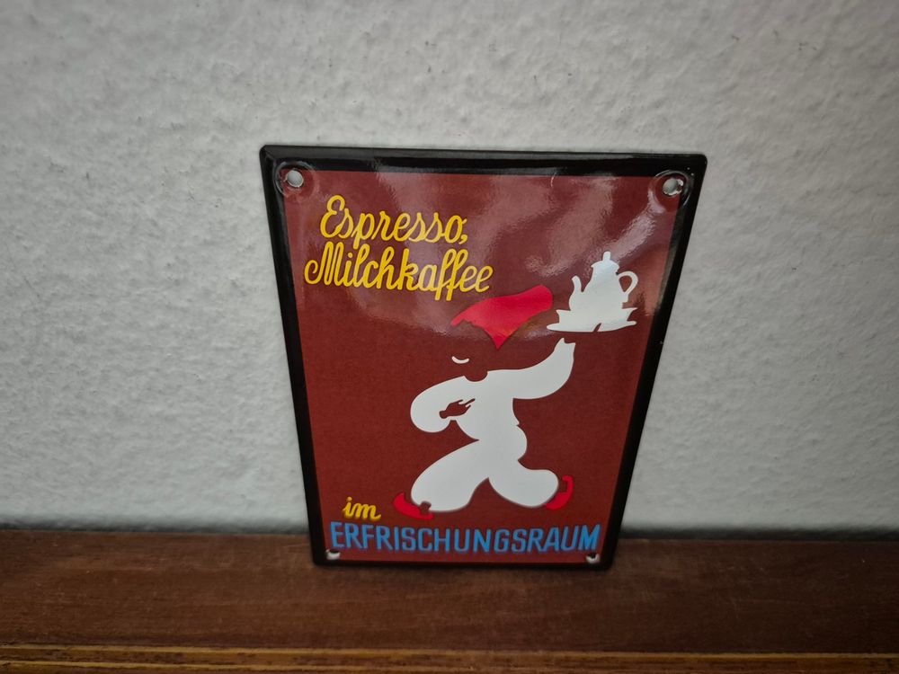 Emailschild Espresso Milch Kaffee Logo Emaille Schild Retro (Neu ...