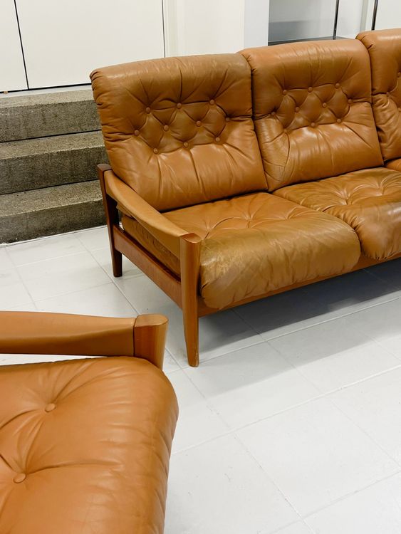 Ledersofa und Sessel, skandinavisches Design, 70ies (Gebraucht) in ...