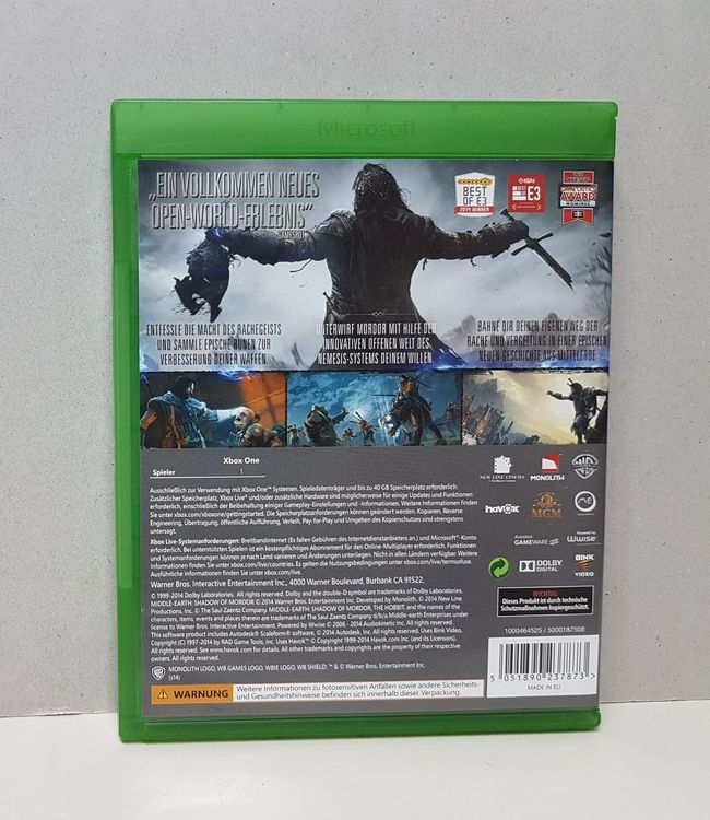 Xbox One Mittelerde Mordors Schatten macht des Rachegeists (Gebraucht ...