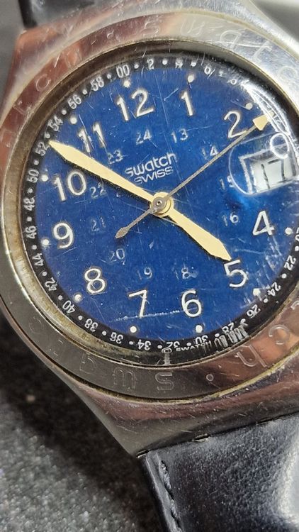 Getragene 1993 HAPPY JOE BLUE Irony Big Watch YGS400 37mm | Kaufen auf Ricardo