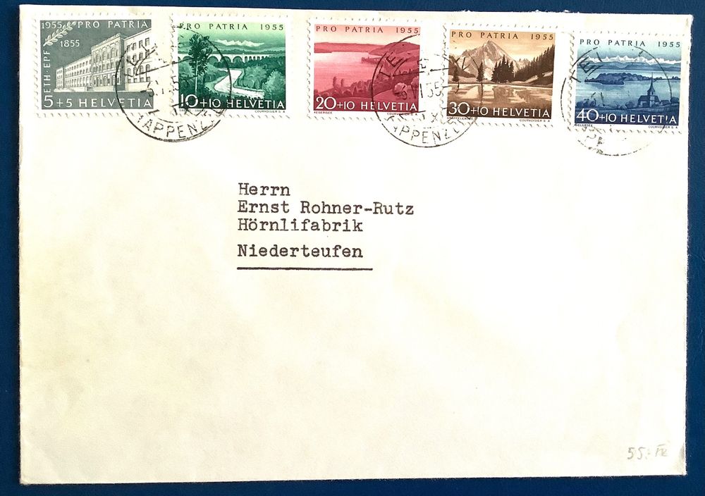 1955 / Pro Patria Satzbrief nach Niederteufen (Gebraucht) in Liestal für CHF 6 – mit Lieferung ...