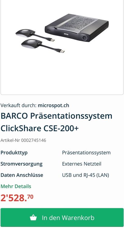 Barco Clickshare CSE-200+ Kabelloses Präsentationssystem (Gebraucht) in ...