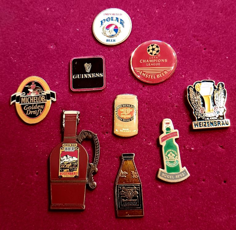 9 verschiedene Bier-Pin's. Amstel, Budweiser, Guinness... (Gebraucht ...