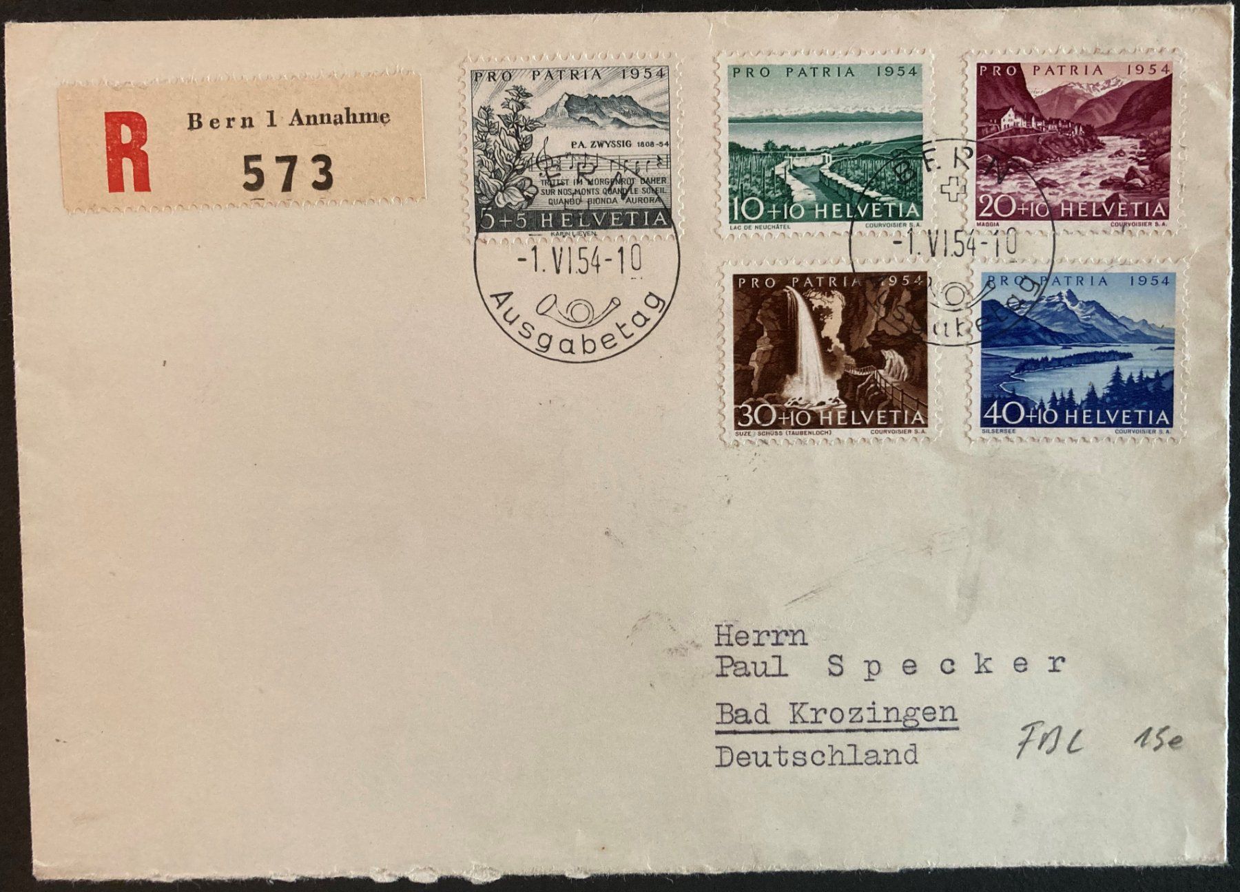 R-FDC PRO PATRIA 1954 ET BERN, SBK 100 Fr. (Gebraucht) in Flawil für CHF 12.5 – mit Lieferung ...