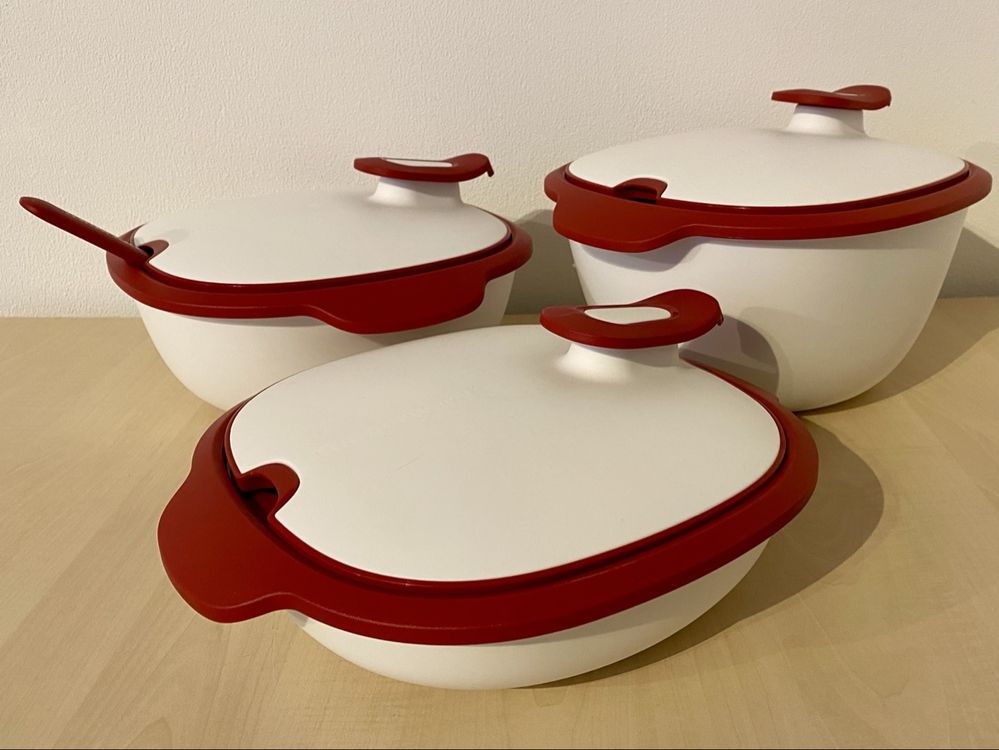 Tupperware Warmie-Tup 3er Set doppelwandige Servierschüsseln (Neu und originalverpackt) in ...