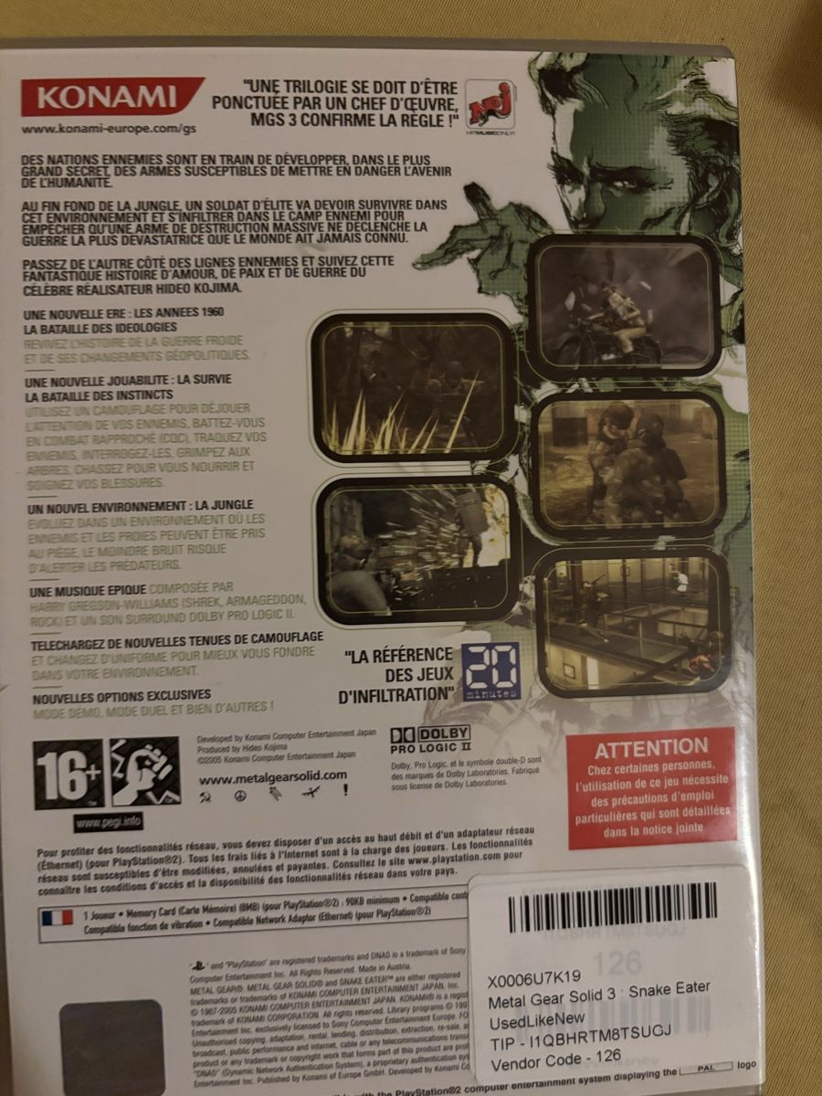 Metal Gear Solid 3: Snake Eater PS2 (Gebraucht) in La Chaux-de-Fonds für CHF 5 – mit Lieferung ...