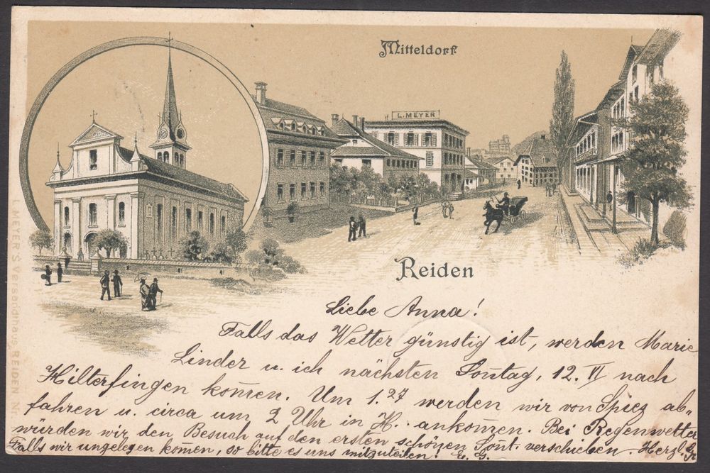Historische Litho Ansichtskarte Reiden AG, gelaufen 1904, (Neu (gemäss ...