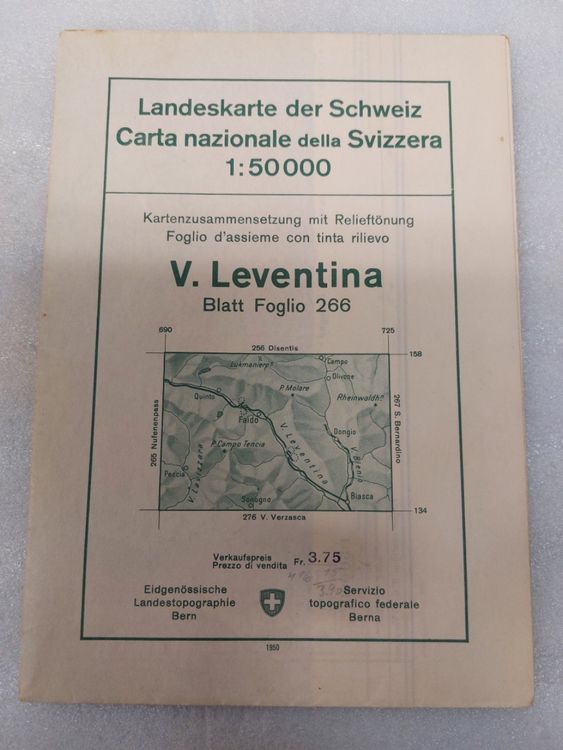 V. Leventina - Landes Karte der Schweiz - 1950 (Gebraucht) in Pambio Noranco für CHF 15.55 – mit ...