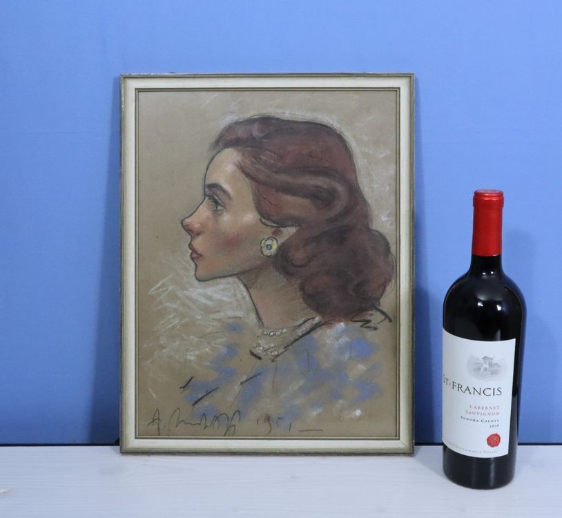 Angelo Muchetti 1912-1960, Zeichnung Frauenportrait von 1951 (Gebraucht ...