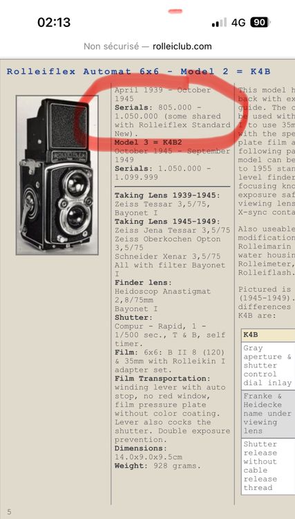 Rolleiflex automat model 2 (K4B/B2) 1939-1949 (Gebraucht) in Savagnier ...