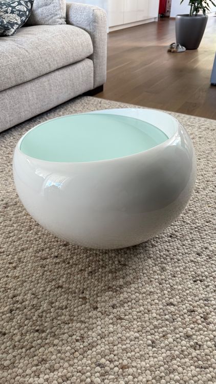 Clubtisch weiss Fiberglas im Retro Design mit Glasplatte (Gebraucht) in ...