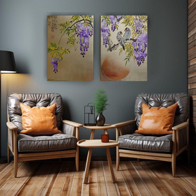 Japanische Wisteria J335 ⚡️ Goldene Acrylgemälde 70x100cm | Kaufen auf Ricardo