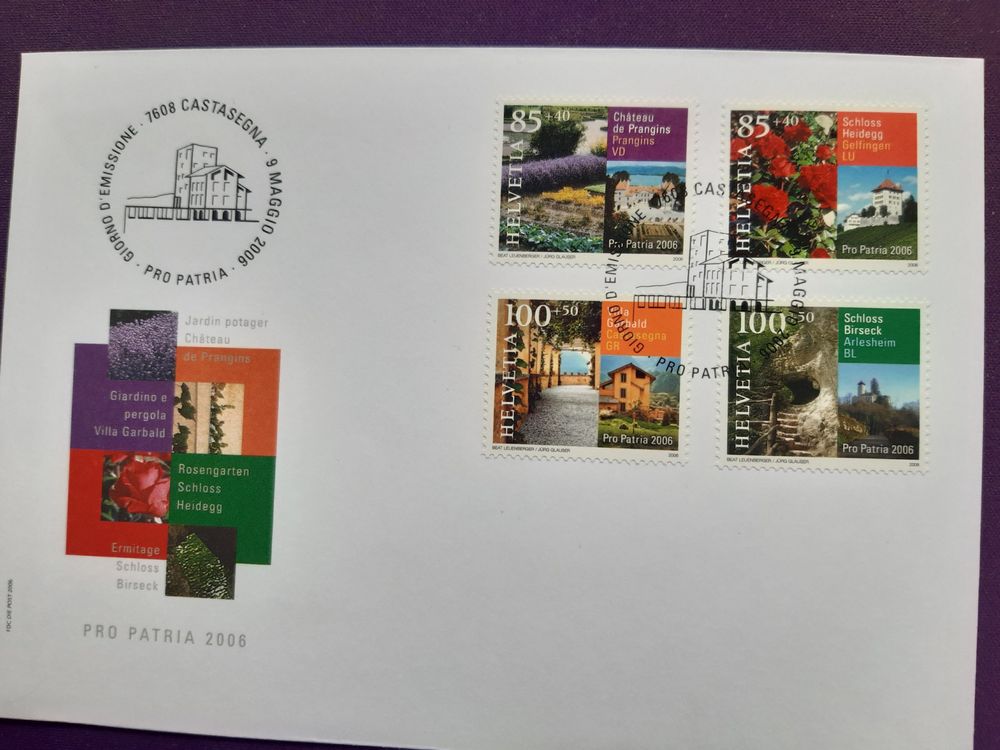 Pro Patria 2006, ET-Brief, "hist.Gärten und Parkanlagen" (Neu (gemäss ...