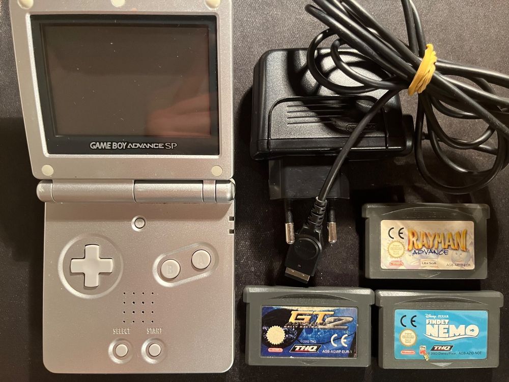Gameboy Advance SP Grau Silber + Rayman GT nemo Nintendo (Gebraucht) in ...