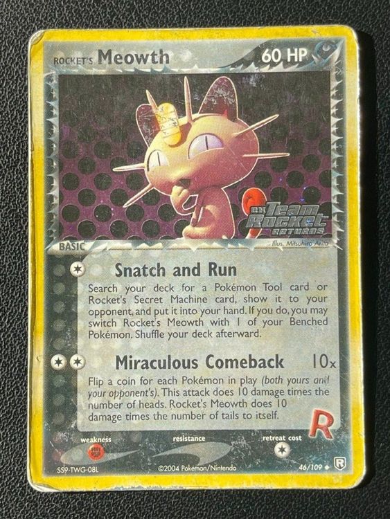 Rocket's Meowth 46/109 Reverse Holo Ex Team Rocket Returns (Neu (gemäss ...