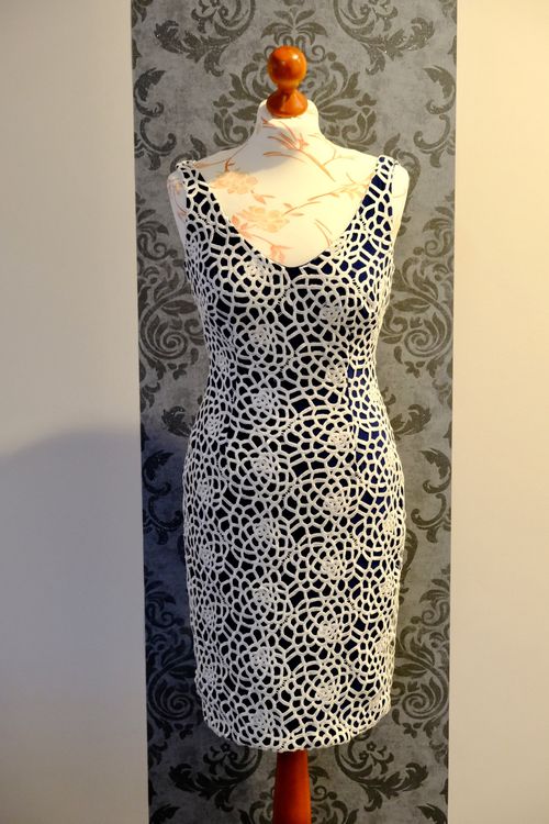 Lauren - Ralph Lauren Kleid blau mit weißem Häkelmuster EU36 (Gebraucht ...